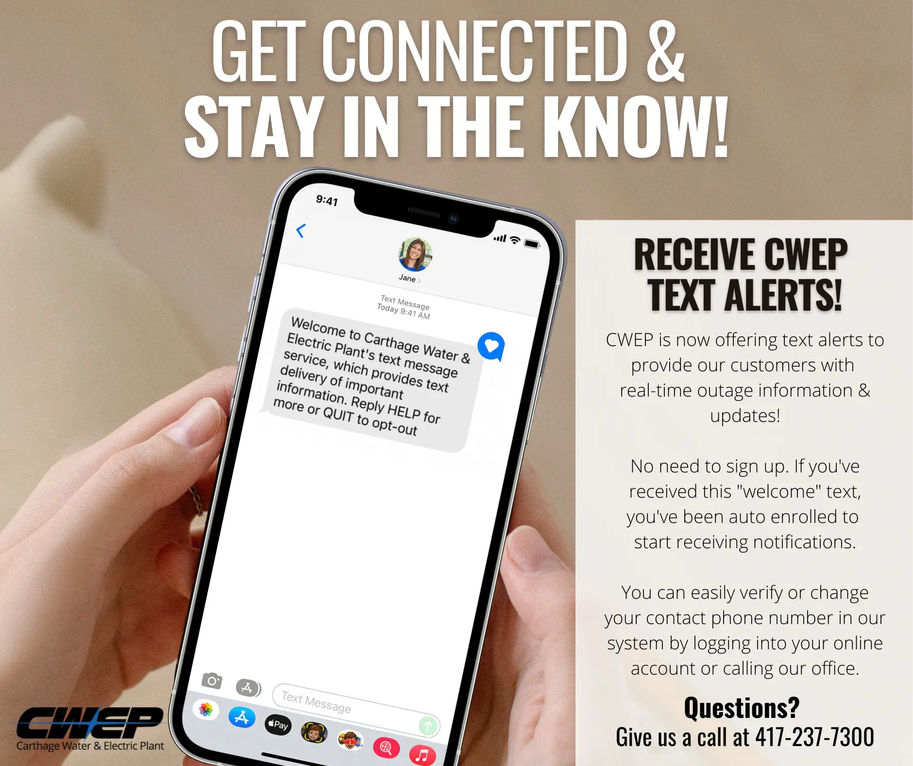 CWEP Text Alerts | Carthage Water and Electric Plant